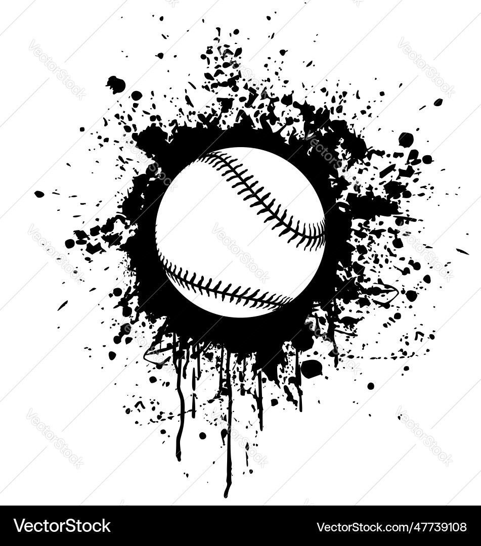 Baseball with grungy black ink paint Royalty Free Vector