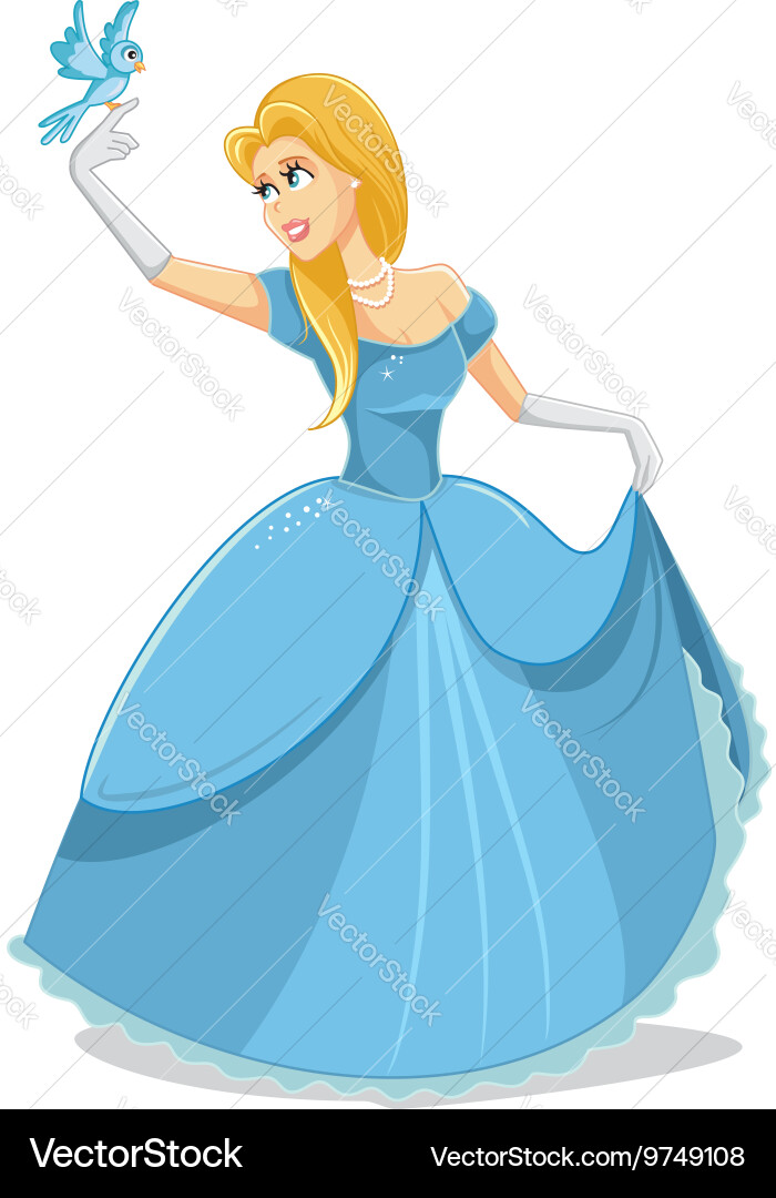 Beautiful princess with magic bird Royalty Free Vector Image