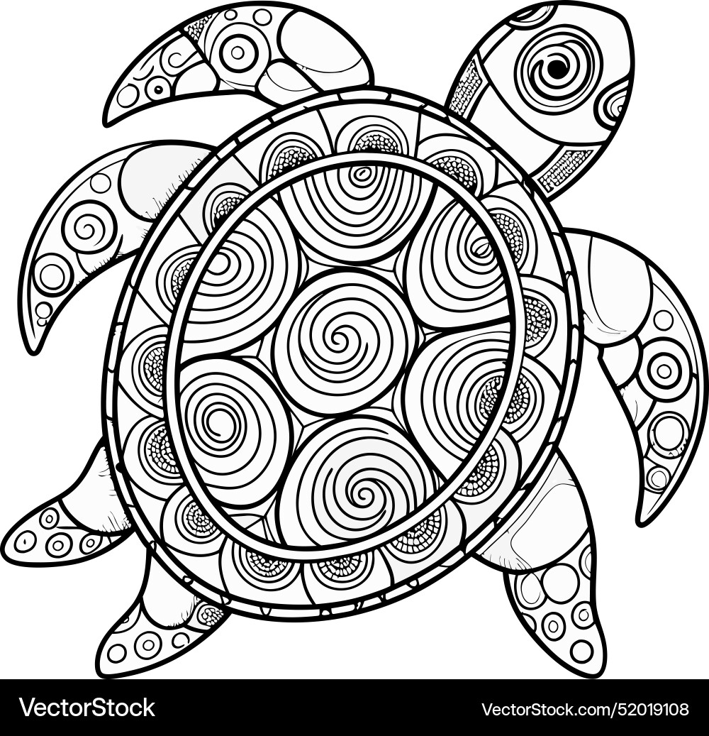 Beautiful turtle mandala arts isolated on white Vector Image