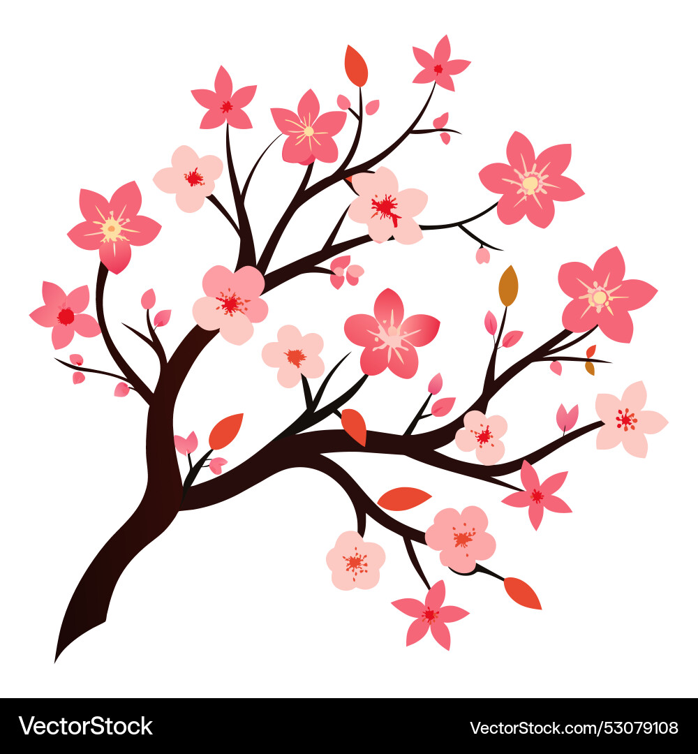 Colorful japanese sakura branches Royalty Free Vector Image