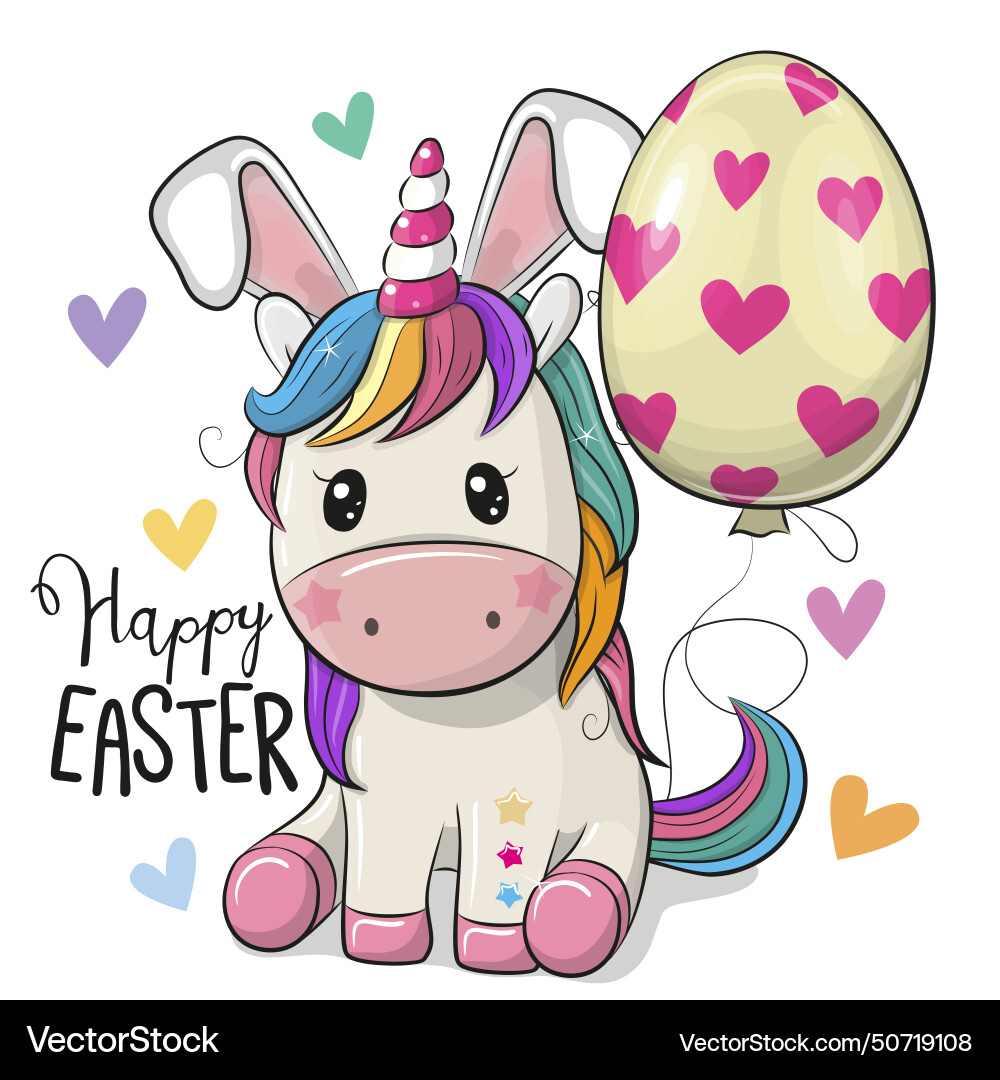 Cute Unicorn Easter Card Royalty Free Vector Image