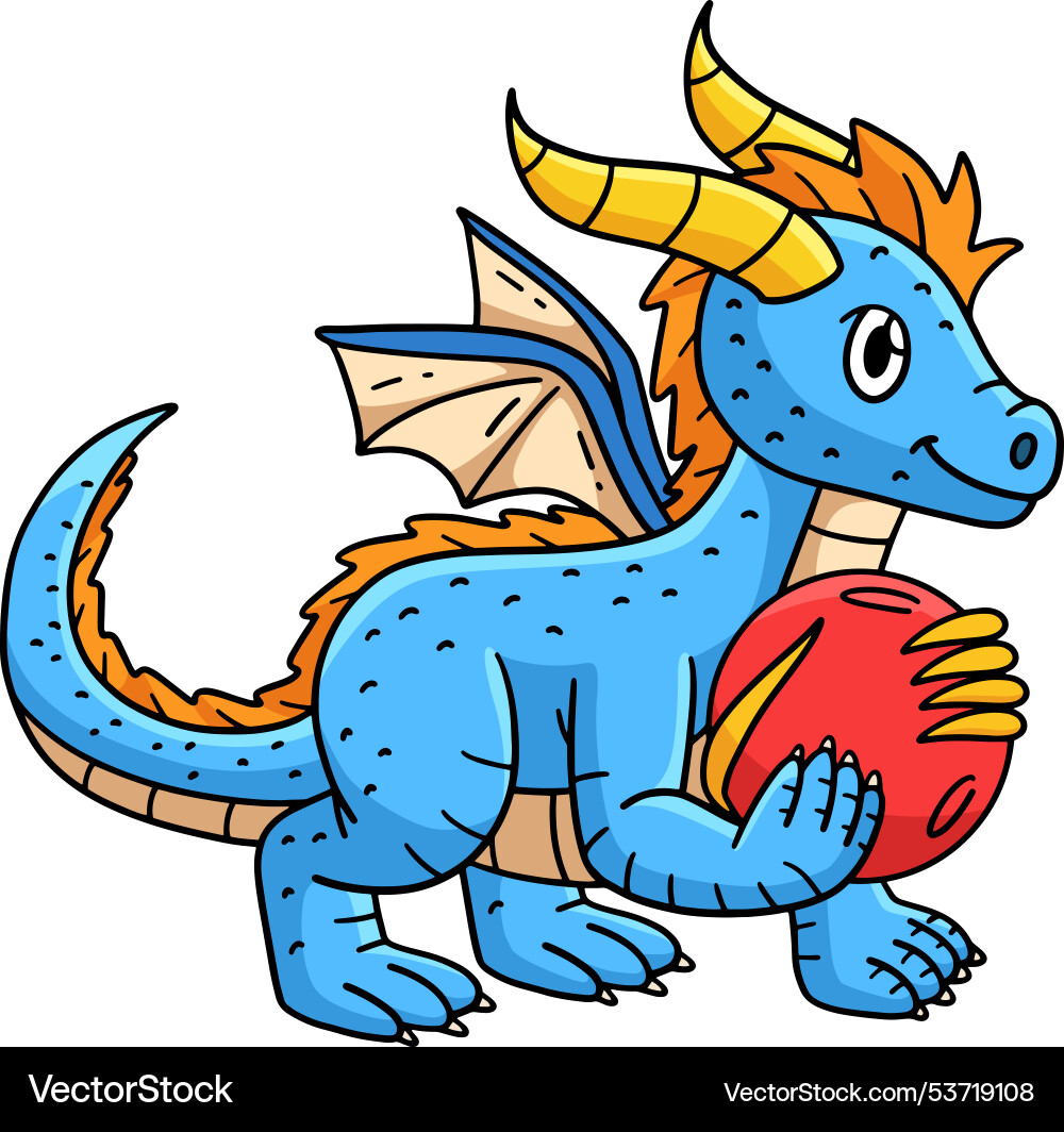 Dragon with orb cartoon colored clipart Royalty Free Vector