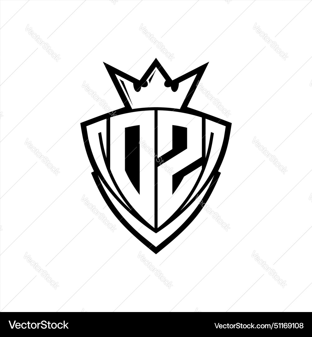 Dz letter logo with sharp triangle shield shape Vector Image