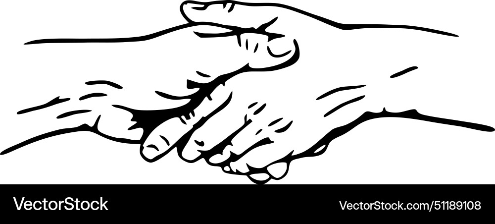 Friendly handshake black and white Royalty Free Vector Image
