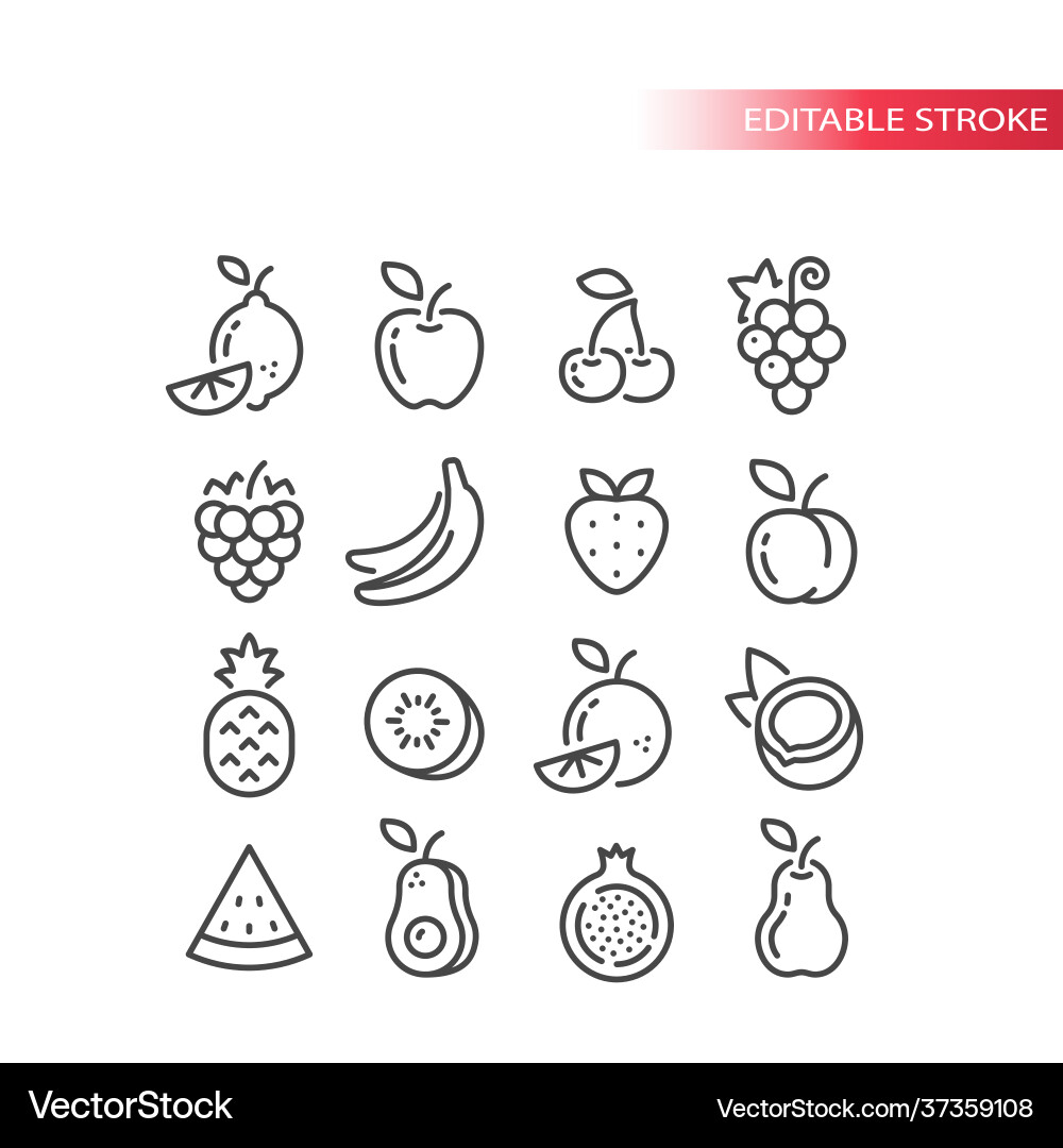 Fruit line icon set Royalty Free Vector Image - VectorStock