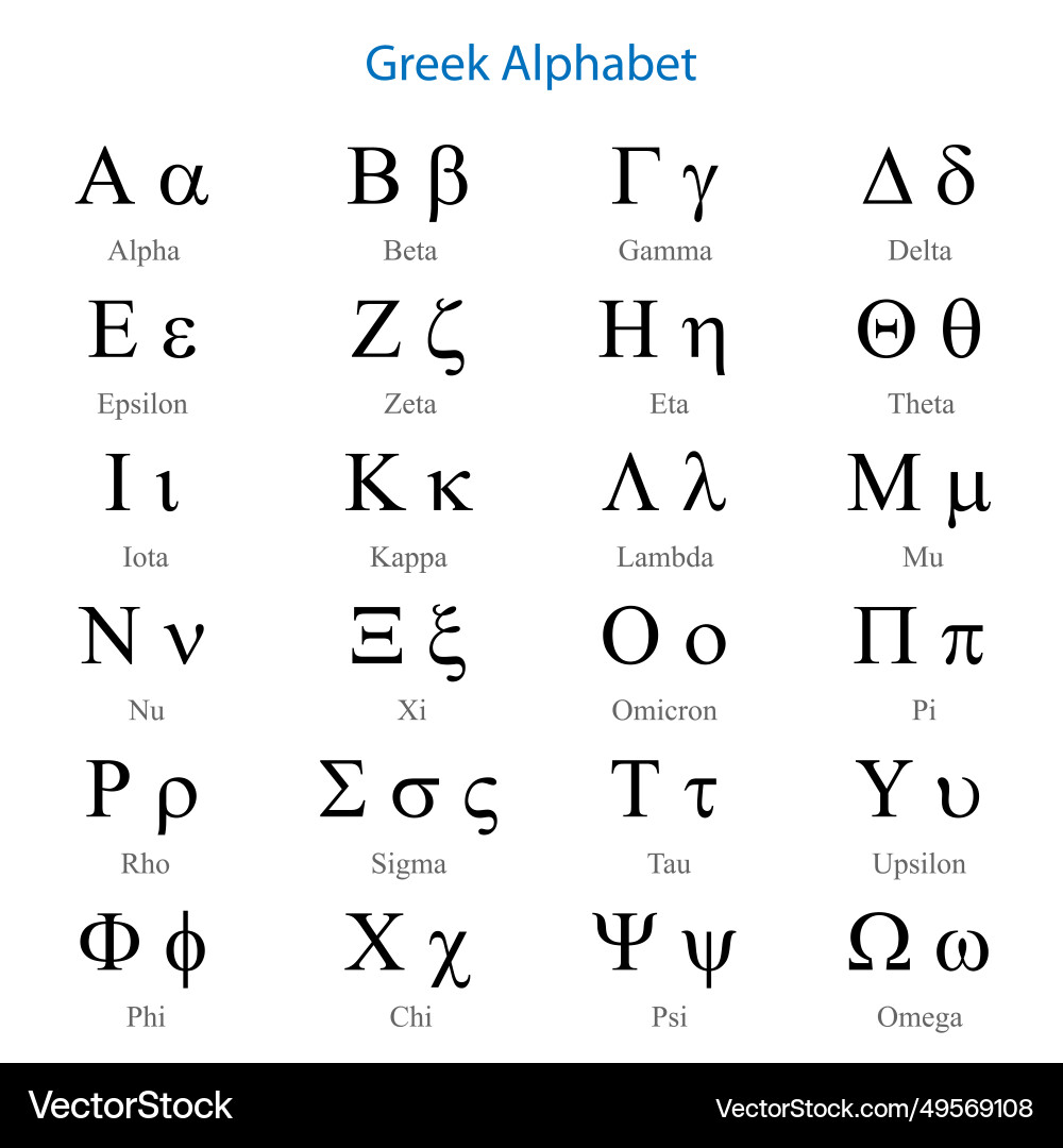 Greek alphabet letters on white background Vector Image