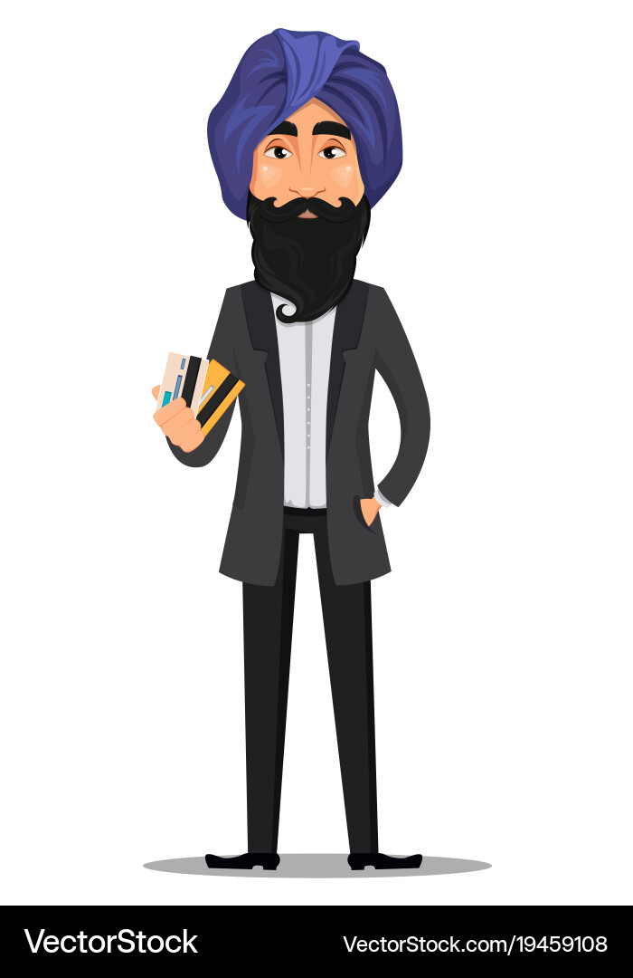 Indian business man cartoon character Royalty Free Vector