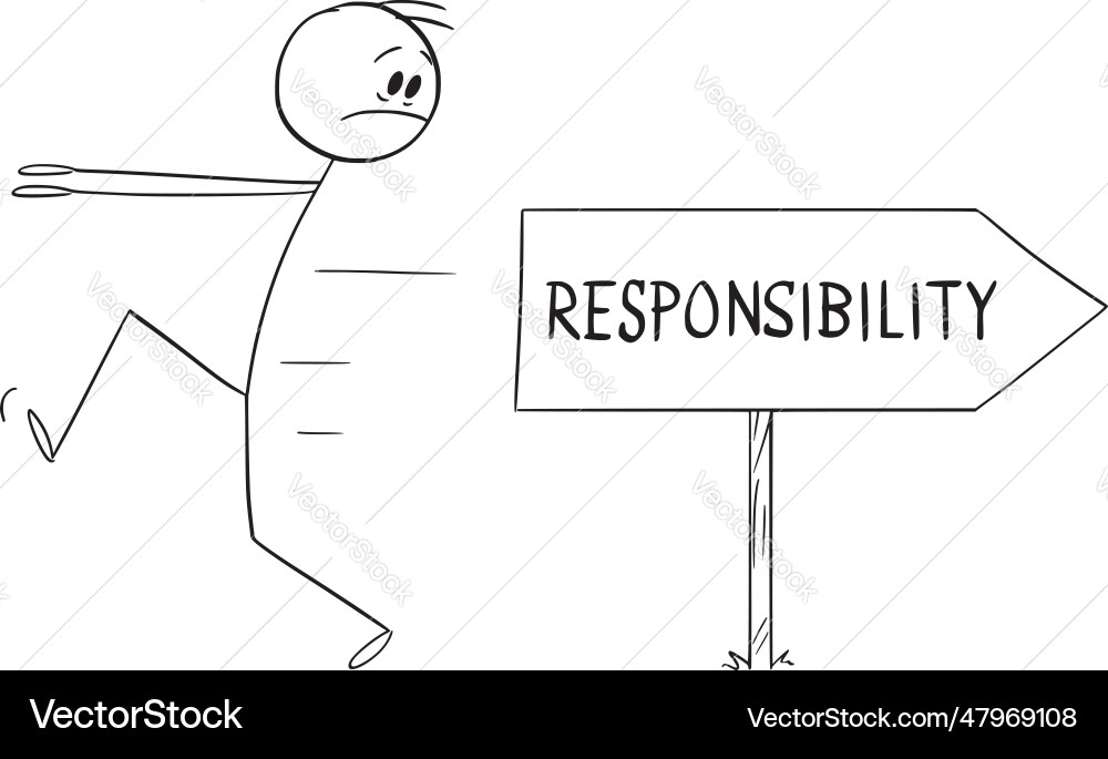 Person running away from responsibility cartoon Vector Image