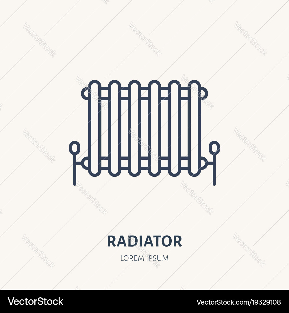 Radiator flat logo line icon house heating Vector Image