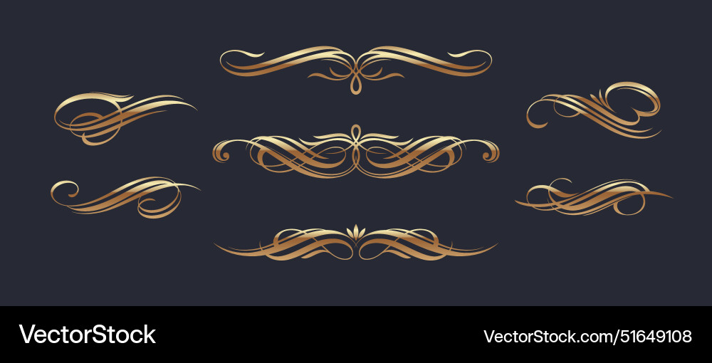 Set of page decorations golden design elements Vector Image