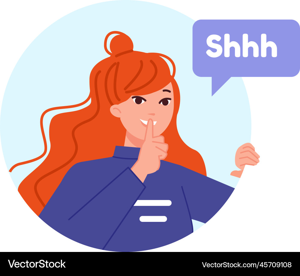 Silence expression calm woman ask for quiet Vector Image