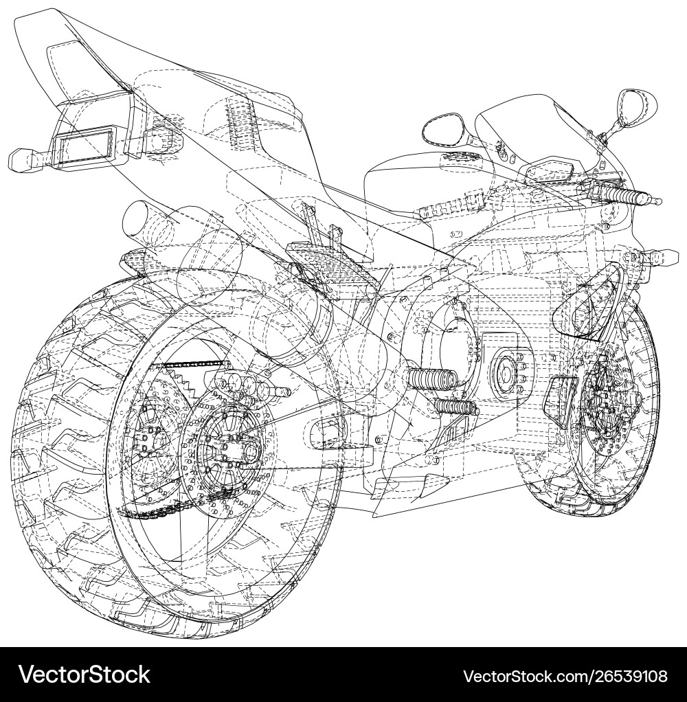 Sport motorcycle technical wire-frame Royalty Free Vector