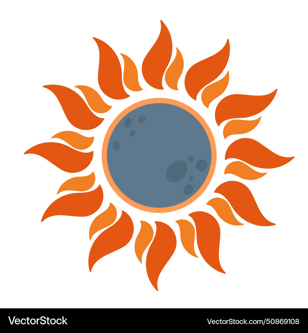 Sun and moon solar eclipse elements flat trendy Vector Image