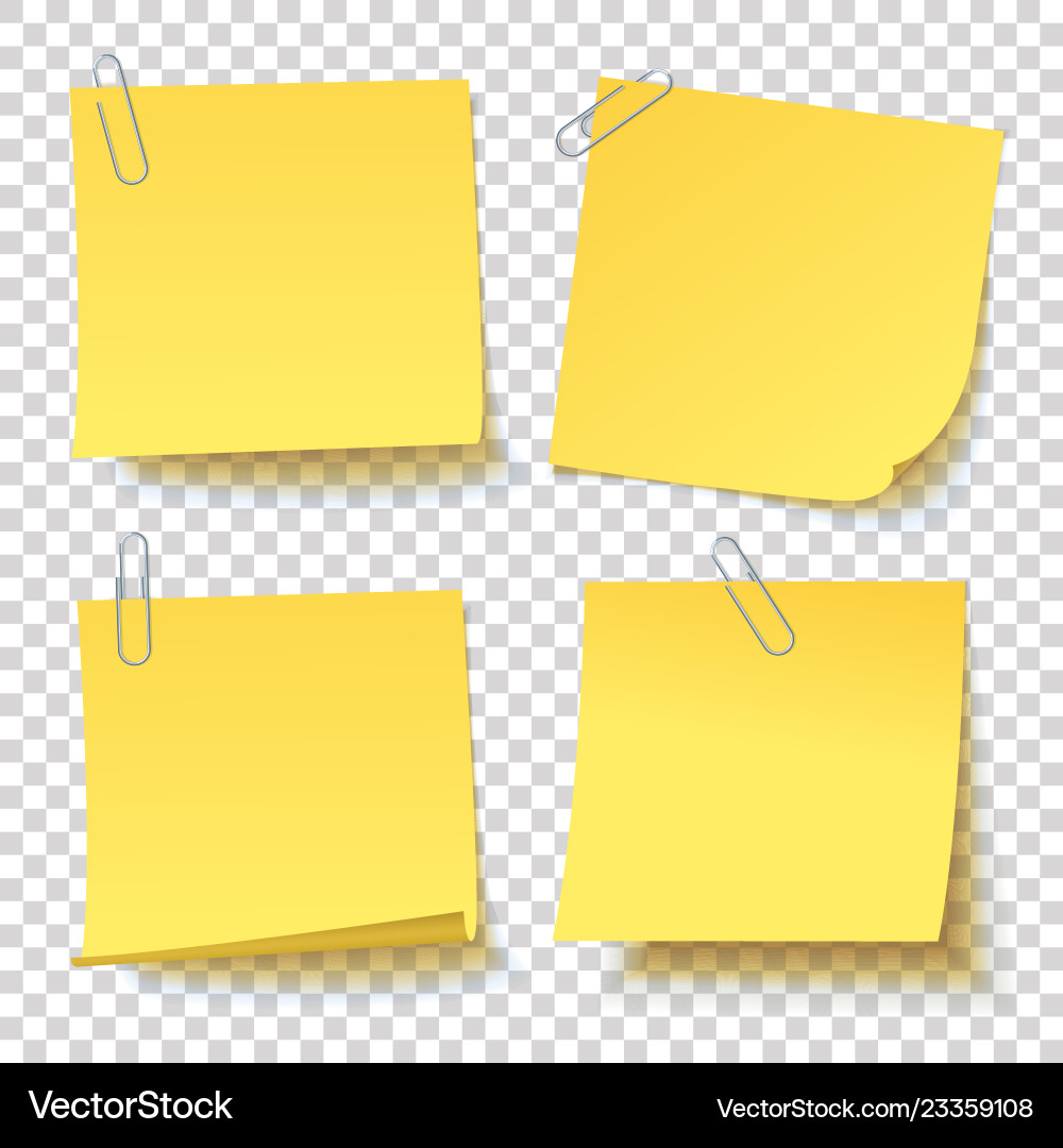 Yellow sticker with paper clip attached Royalty Free Vector