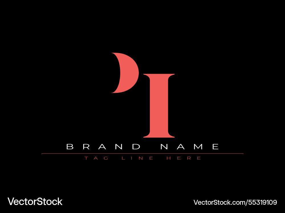 Abstract letter pi minimal logo design template Vector Image
