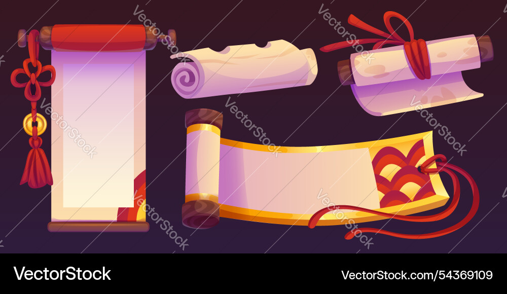 Ancient chinese paper scrolls set Royalty Free Vector Image