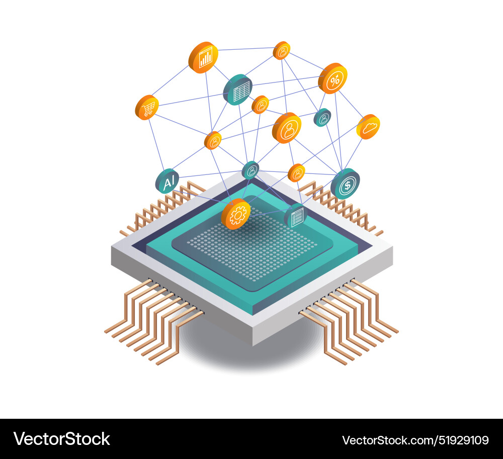 Artificial intelligence data chip technology Vector Image