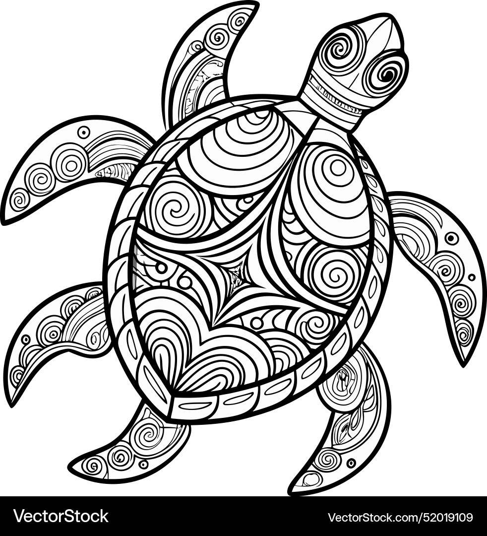 Beautiful turtle mandala arts isolated on white Vector Image