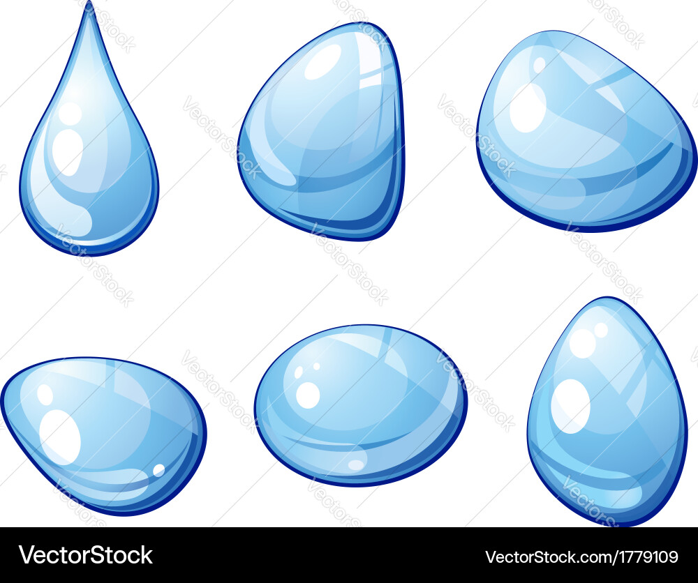 Blue water drops set Royalty Free Vector Image