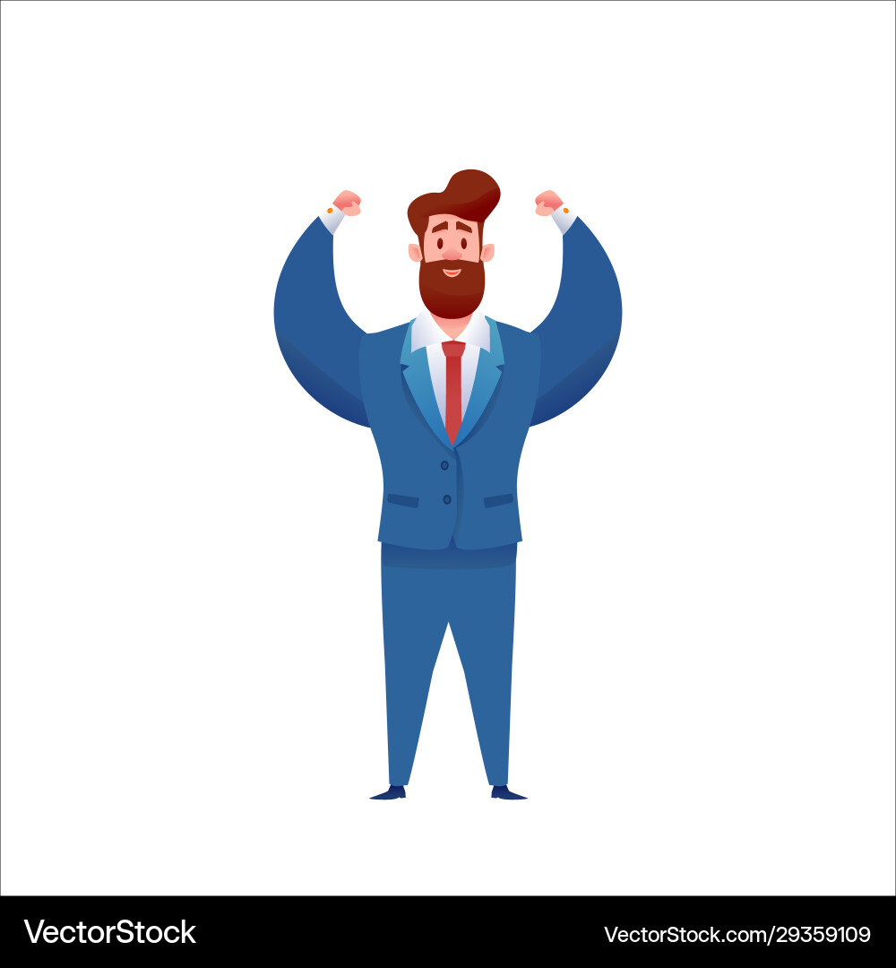 Business man in suit shows muscles Royalty Free Vector Image