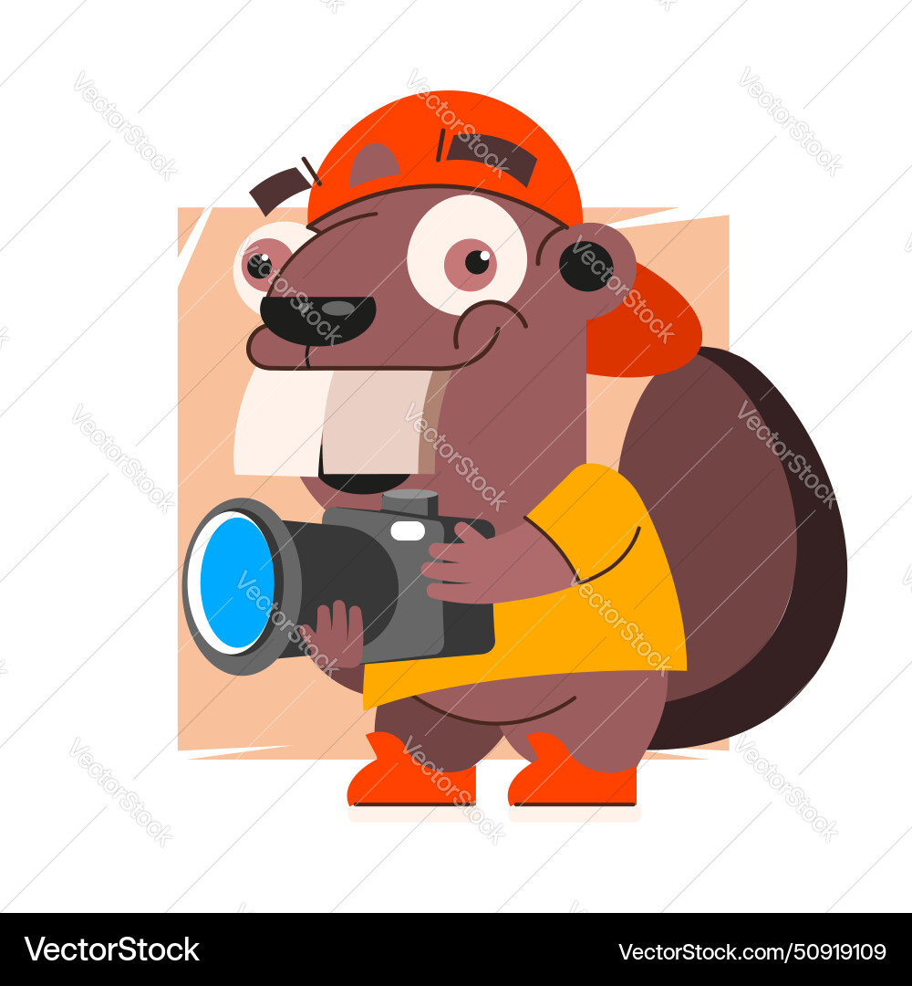 Cute cartoon beaver Royalty Free Vector Image - VectorStock