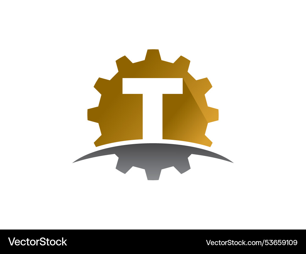 Letter t gear technology logo or symbol template Vector Image