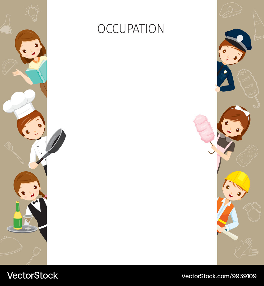 People with different occupations set on frame Vector Image