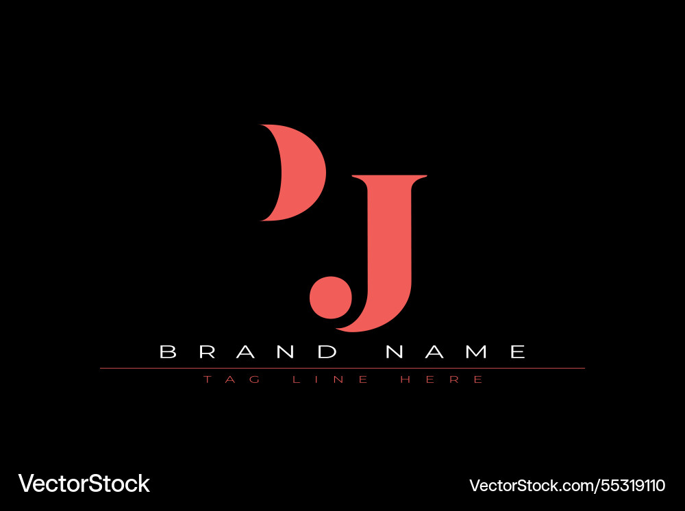 Abstract letter pj minimal logo design template Vector Image