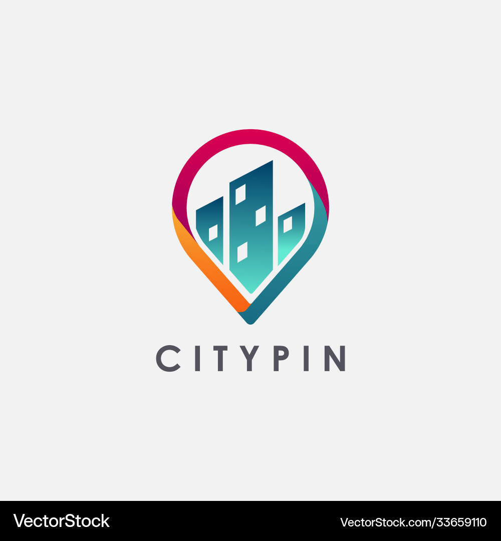 City building map pin logo icon template Vector Image