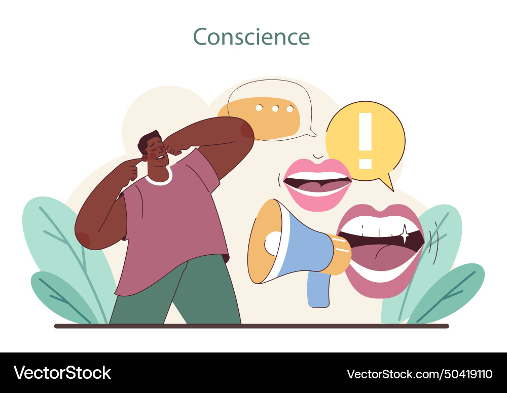 Conscience concept individual facing a call Vector Image