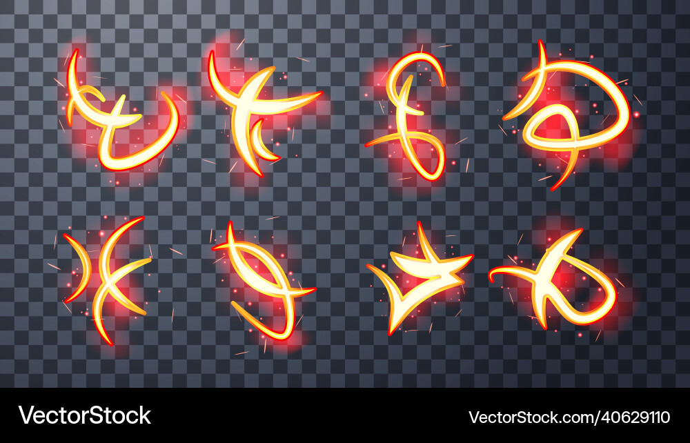 Ethereal fire runes with sparks and strange forms Vector Image
