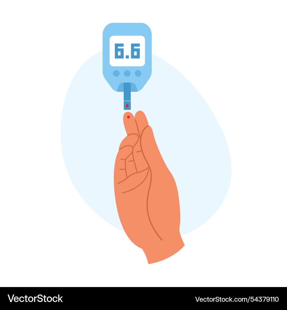 Finger pricking for home diagnostics or diabetes Vector Image