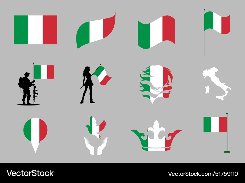 Flag of italy set Royalty Free Vector Image - VectorStock