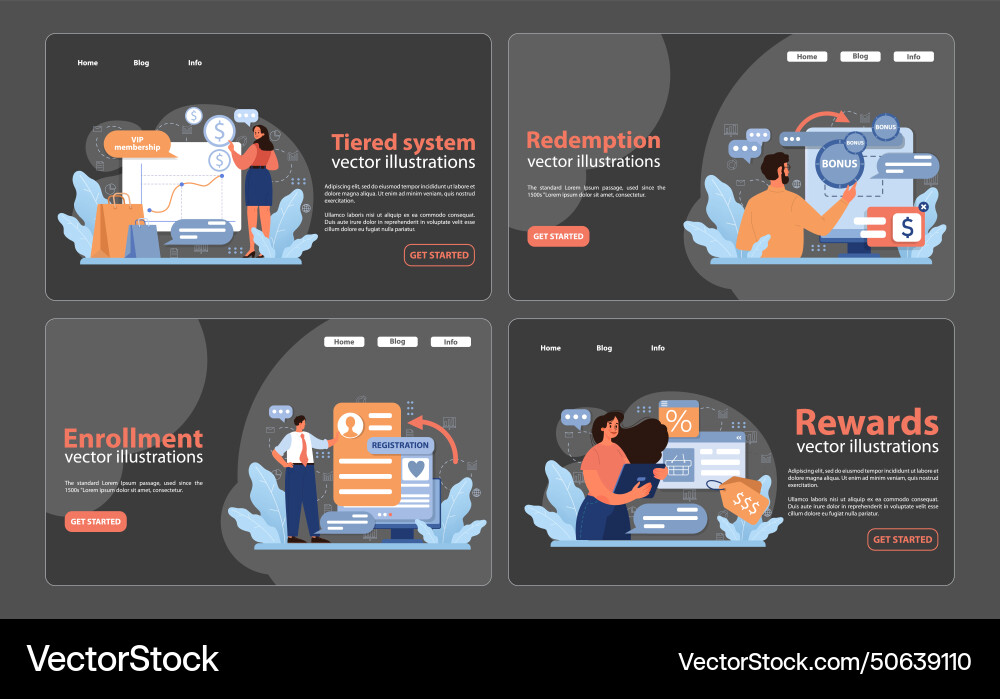 Membership set flat Royalty Free Vector Image - VectorStock