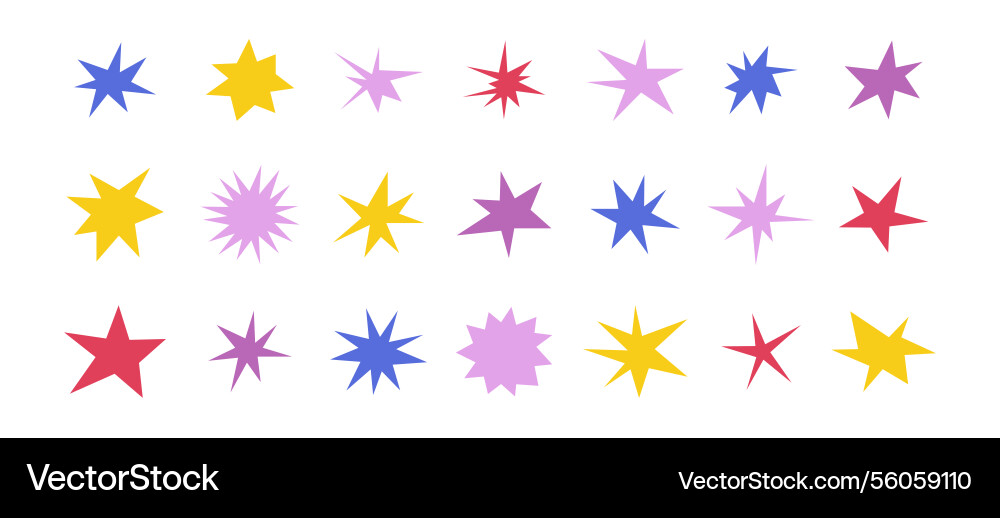 Sharp stars shapes set bright irregular sparks Vector Image