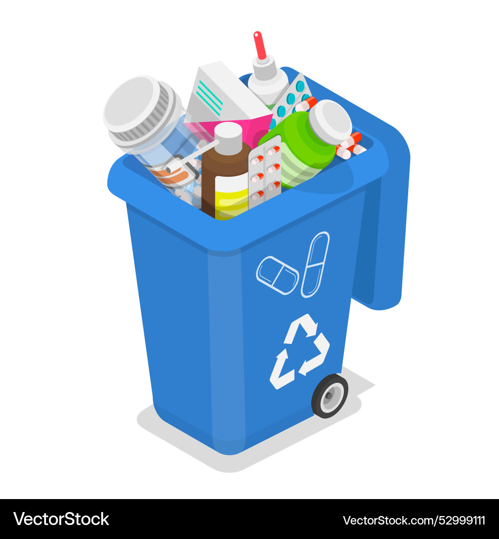 3d isometric flat of waste Royalty Free Vector Image