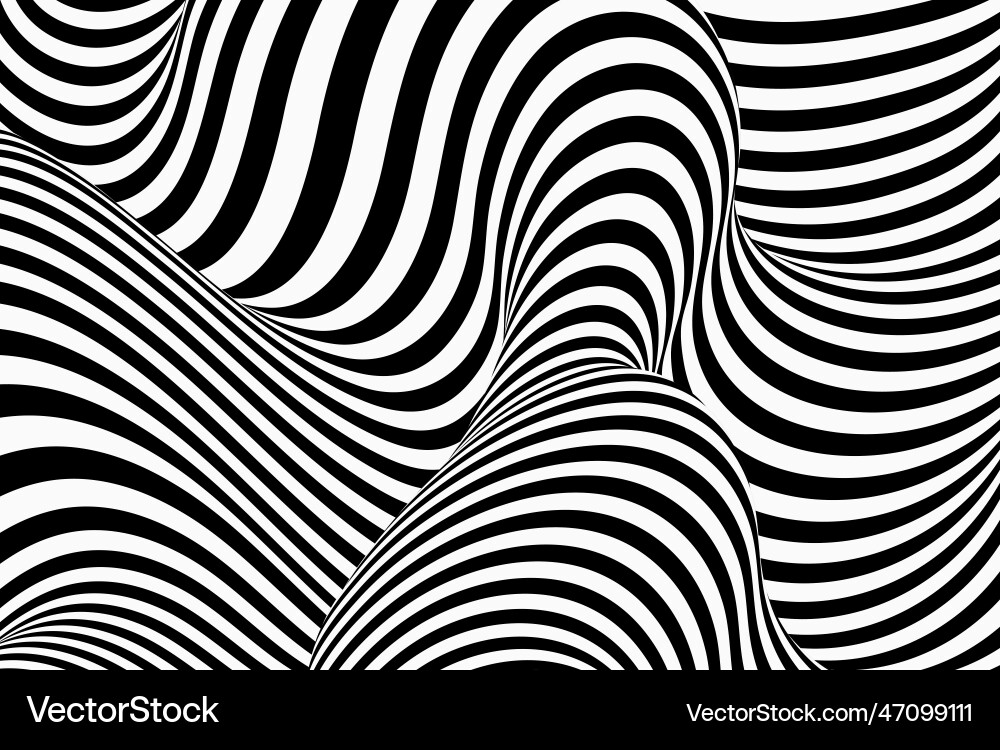 Abstract pattern with black and white wavy lines Vector Image