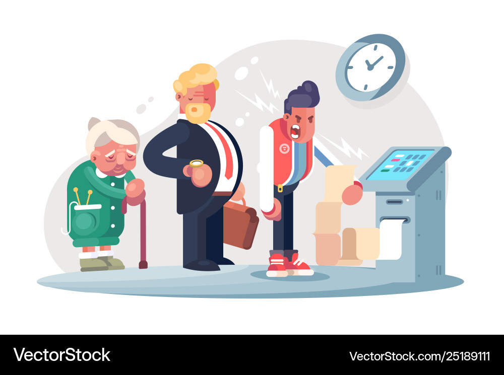 Bad service at bank office Royalty Free Vector Image