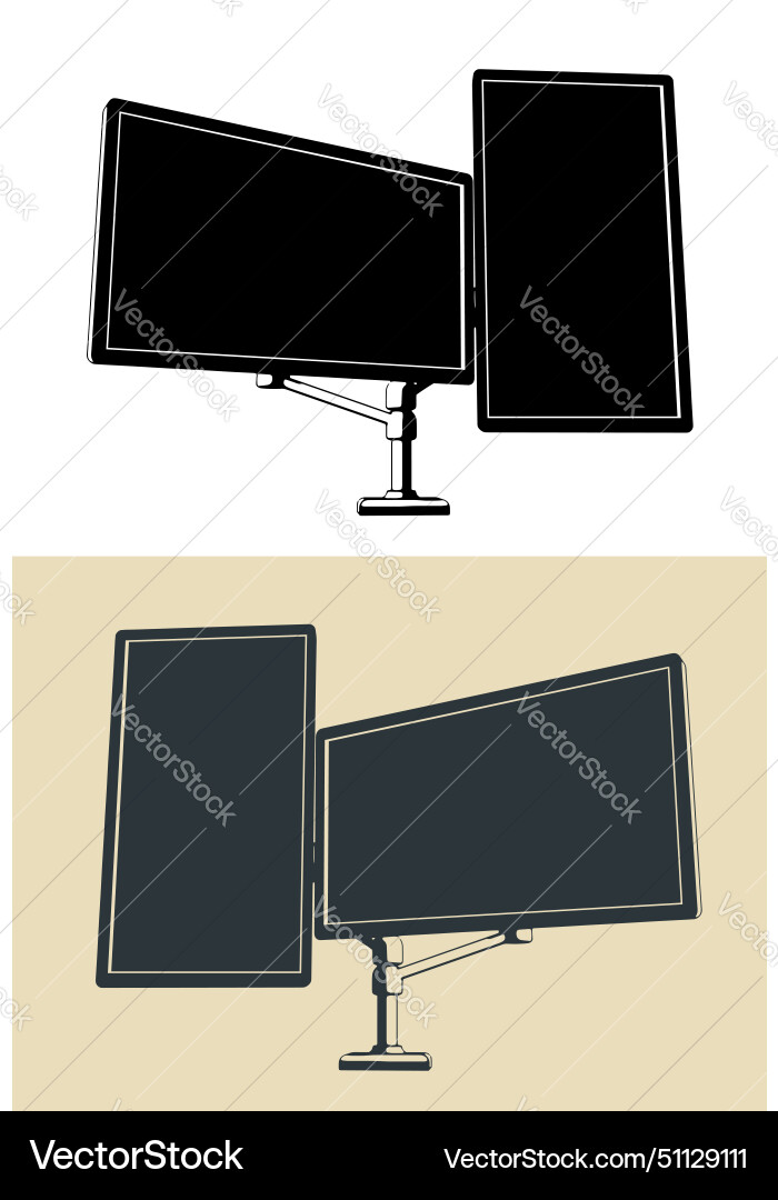 Dual monitor mount Royalty Free Vector Image - VectorStock