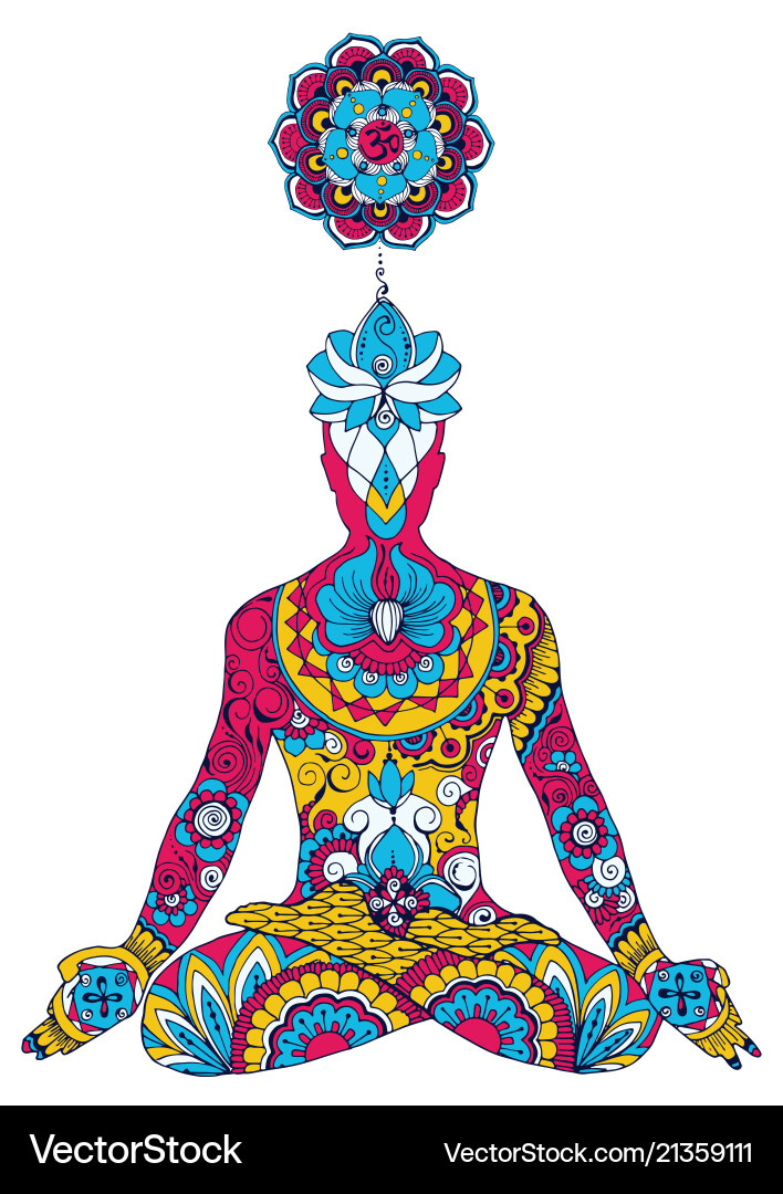 Lotus position chakra sahasrara Royalty Free Vector Image