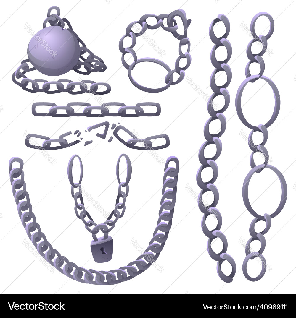 Metal chains with whole and broken links lock Vector Image