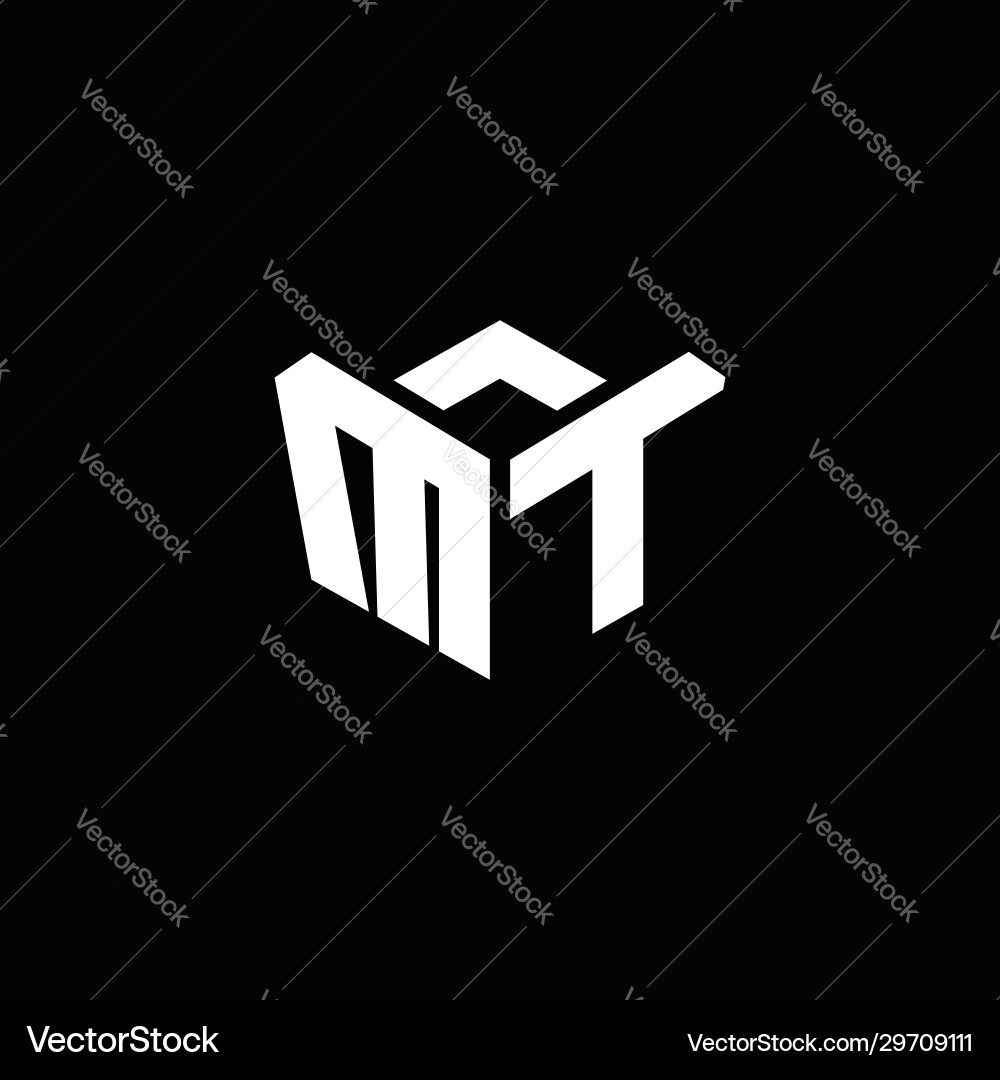 Mt logo monogram with emblem style ribbon design Vector Image