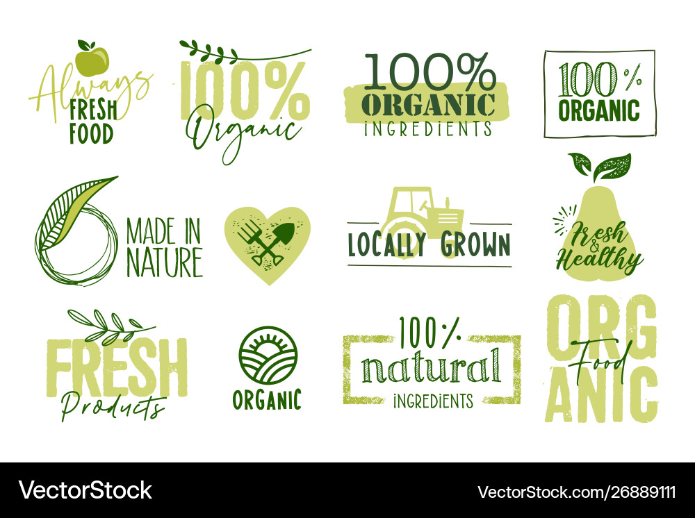 Organic food stickers Royalty Free Vector Image