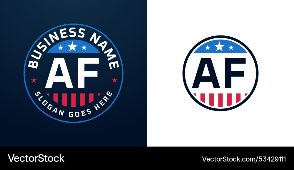 Patriotic af logo design letter Royalty Free Vector Image
