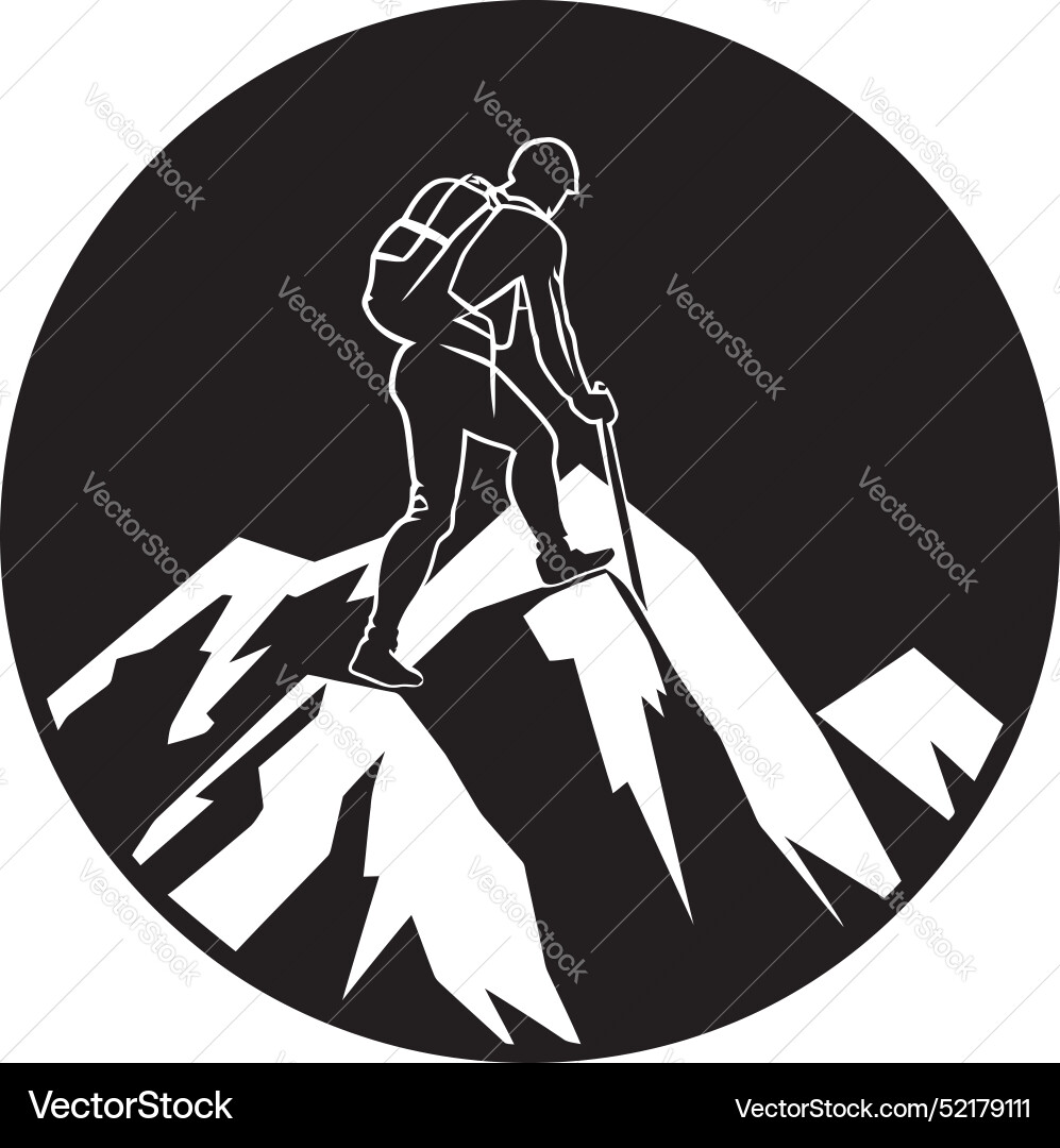 Scaling success mountain climber black logo Vector Image