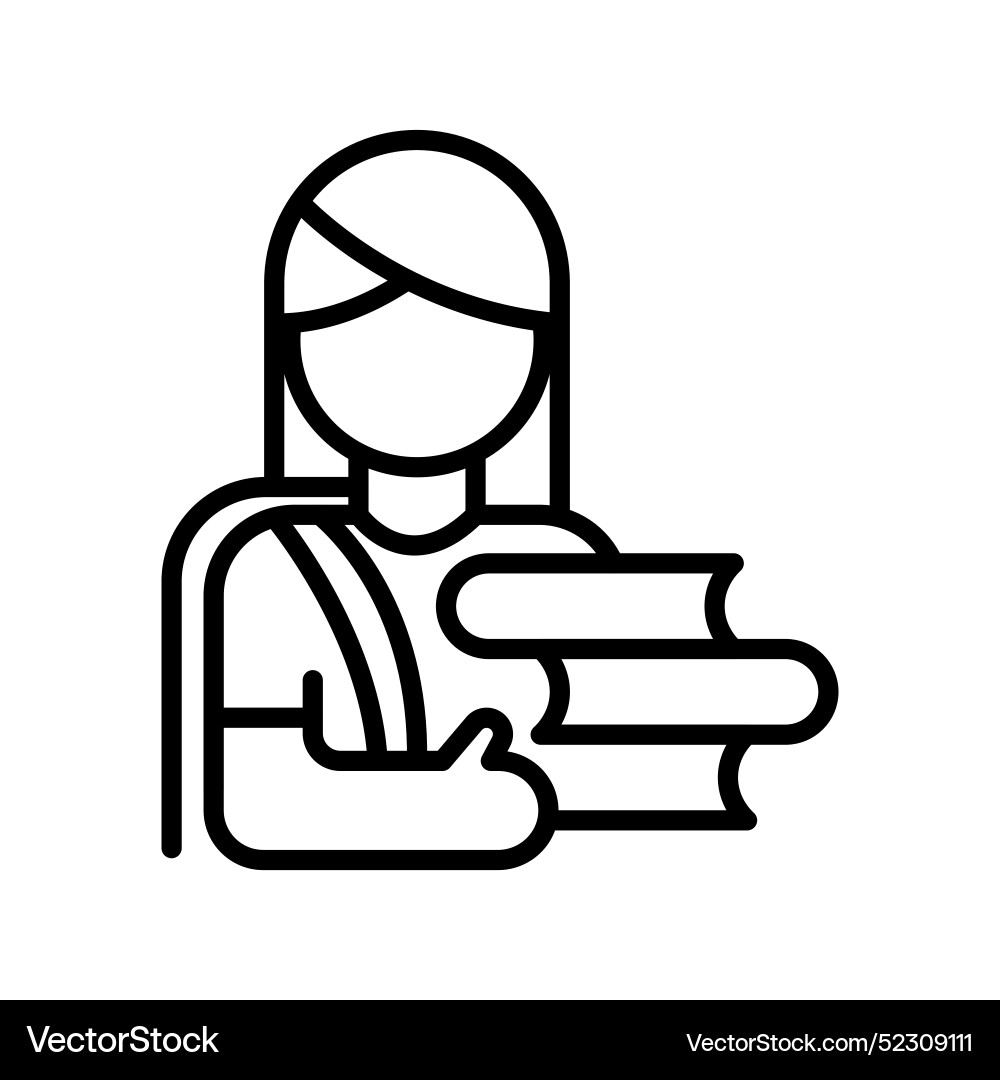 School girl icon linear logo mark in black Vector Image