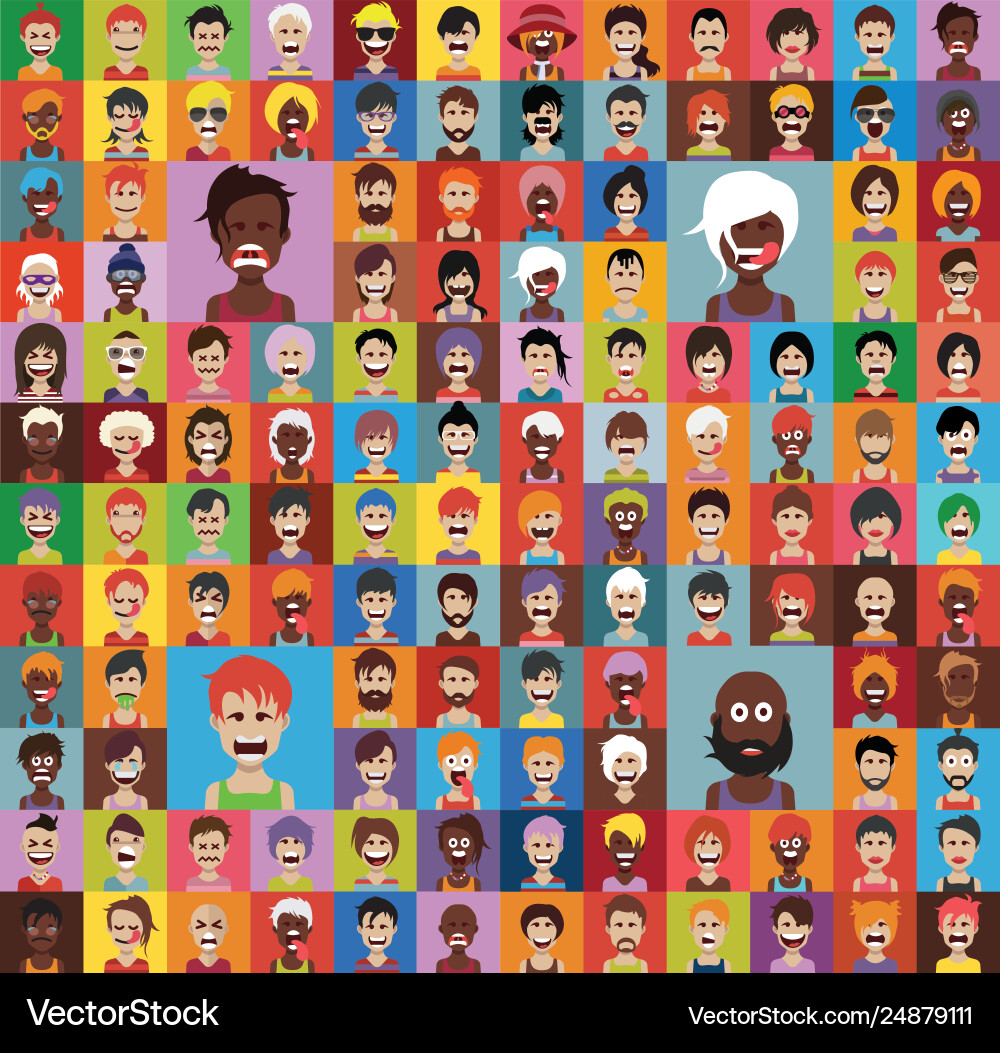 Set colorful avatars characters Royalty Free Vector Image