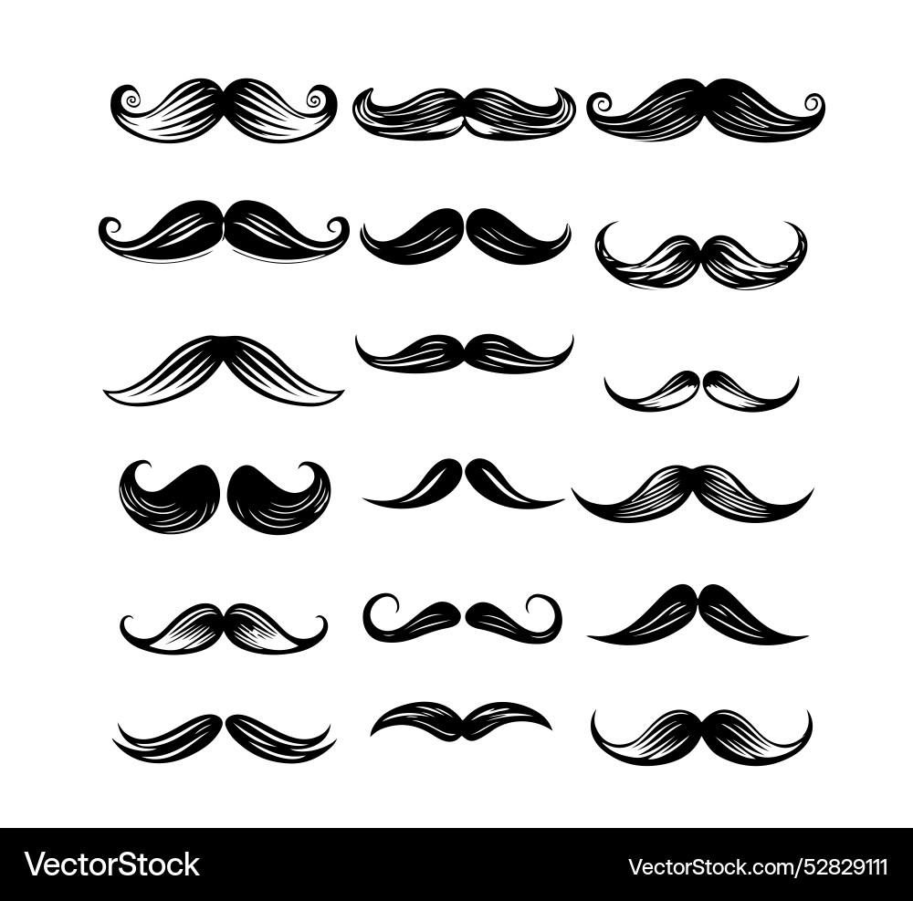 Set of mustaches isolated on white background Vector Image