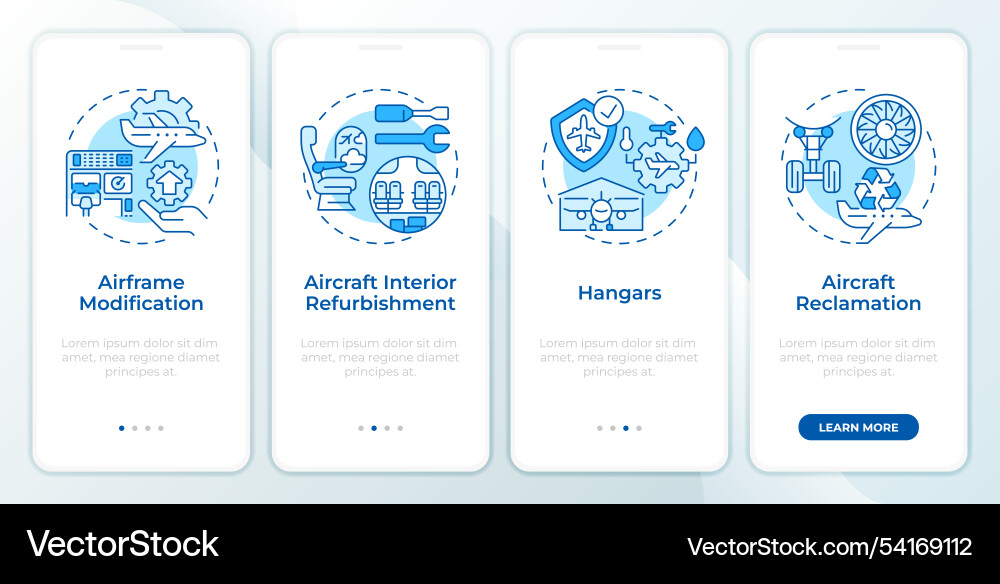 Aircraft maintenance service blue onboarding Vector Image