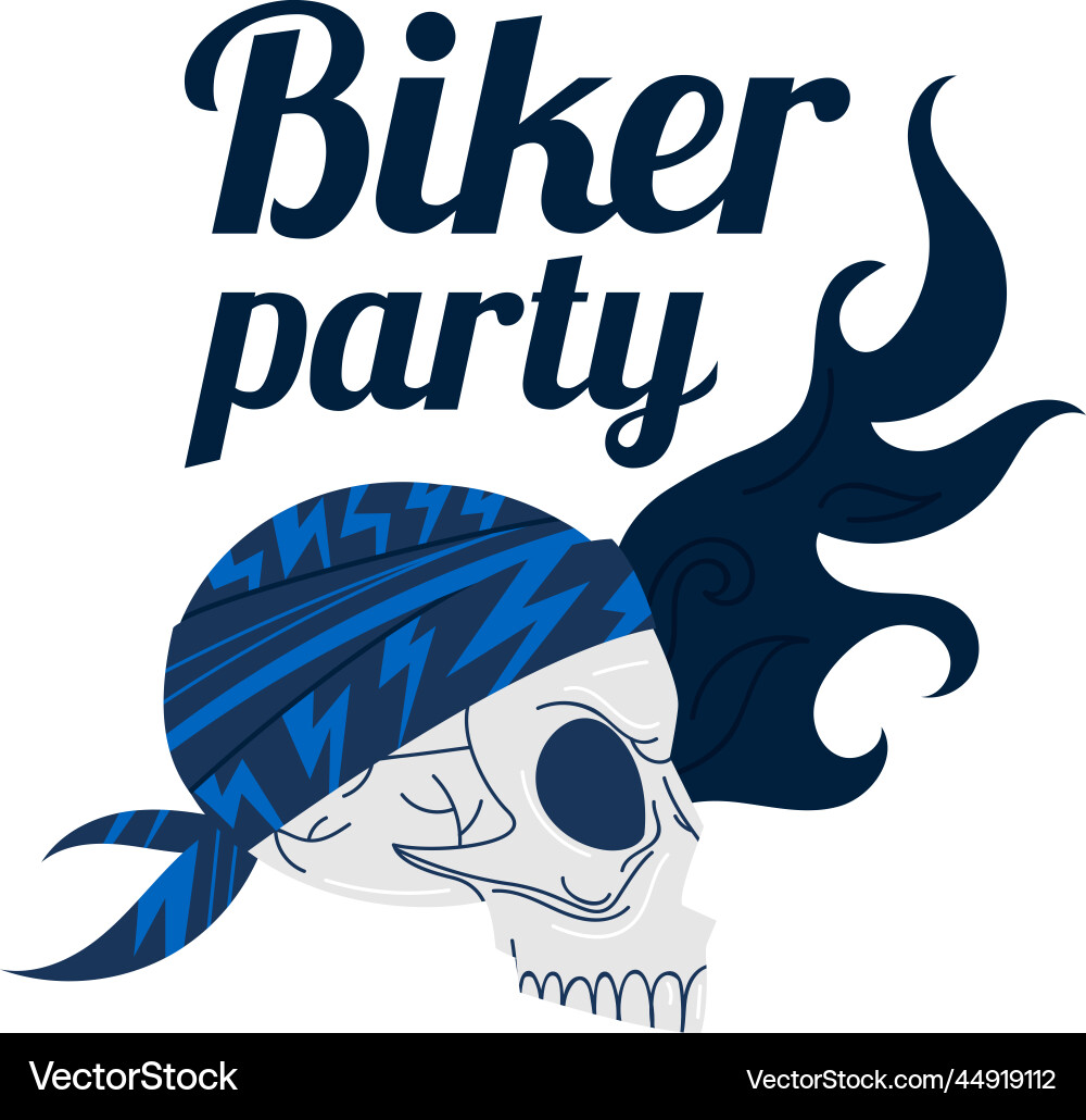 Biker party with skeleton symbol art design Vector Image